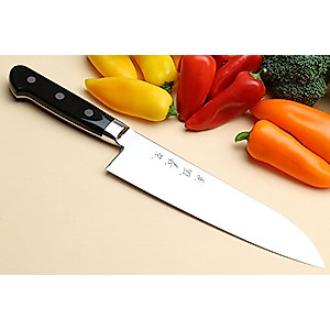 Yoshihiro High Speed Steel Santoku Multipurpose Chefs Knife (Black Pakkawood Handle) (7'' (180mm) & Saya)