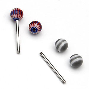 CrazyPiercing Wholesale Lot 50Pcs 14g Tongue Rings Barbells Nipple Barbell Piercing Jewelry Assorted Colors