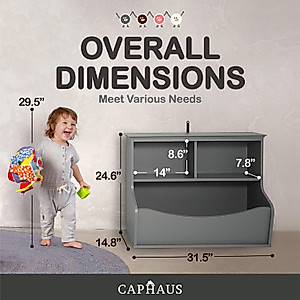 CAPHAUS Kids' Toy Storage Organizer, Open Storage Cubby, Multifunctional Book and Toy Storage Cabinet, Book and Toy Storage Shelf for Nursery, Playroom, Closet, Home Organization Toy Bookcase