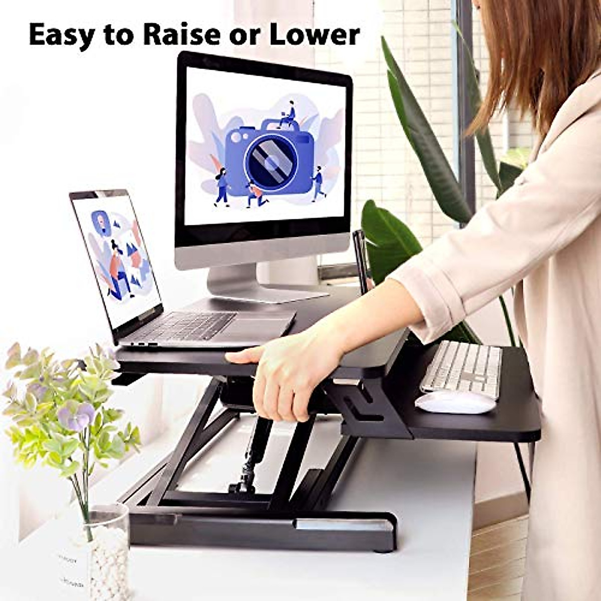 ErGear Standing Up Desk Converter Height Adjustable Sit Stand Desk with ...