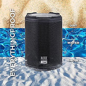 Altec Lansing HydraMotion Wireless Bluetooth Speaker with 360 Degree Sound, Portable IP67 Waterproof for Outdoors, Shockproof, Snowproof, Everything Proof, 12 Hour Playtime (Black)