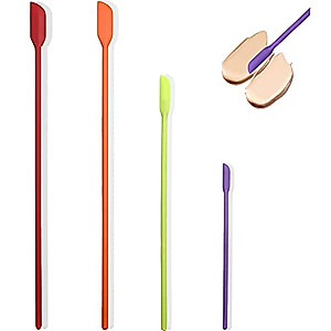 Beauty Spatula, 4 PCS Makeup Spatula Mini Spatula for Cosmetics and Kitchen Jar, Last Drop Small Silicone Spatula for Beauty and Kitchen Tiny Spatula 3 Sizes (4)