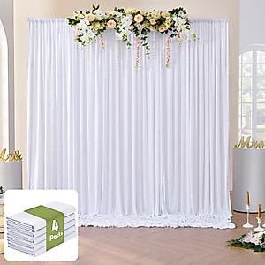 20 ft x 10 ft Wrinkle Free White Backdrop Curtain Panels, Polyester Photography Backdrop Drapes, Wedding Party Home Decoration Supplies