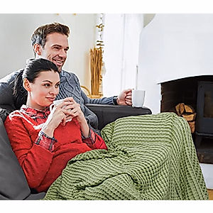 Utopia Bedding Cotton Waffle Blanket 300 GSM (Sage Green - 90x108 Inches) Soft Lightweight Breathable Bed Blanket King Size Layering Any Bed for All Season