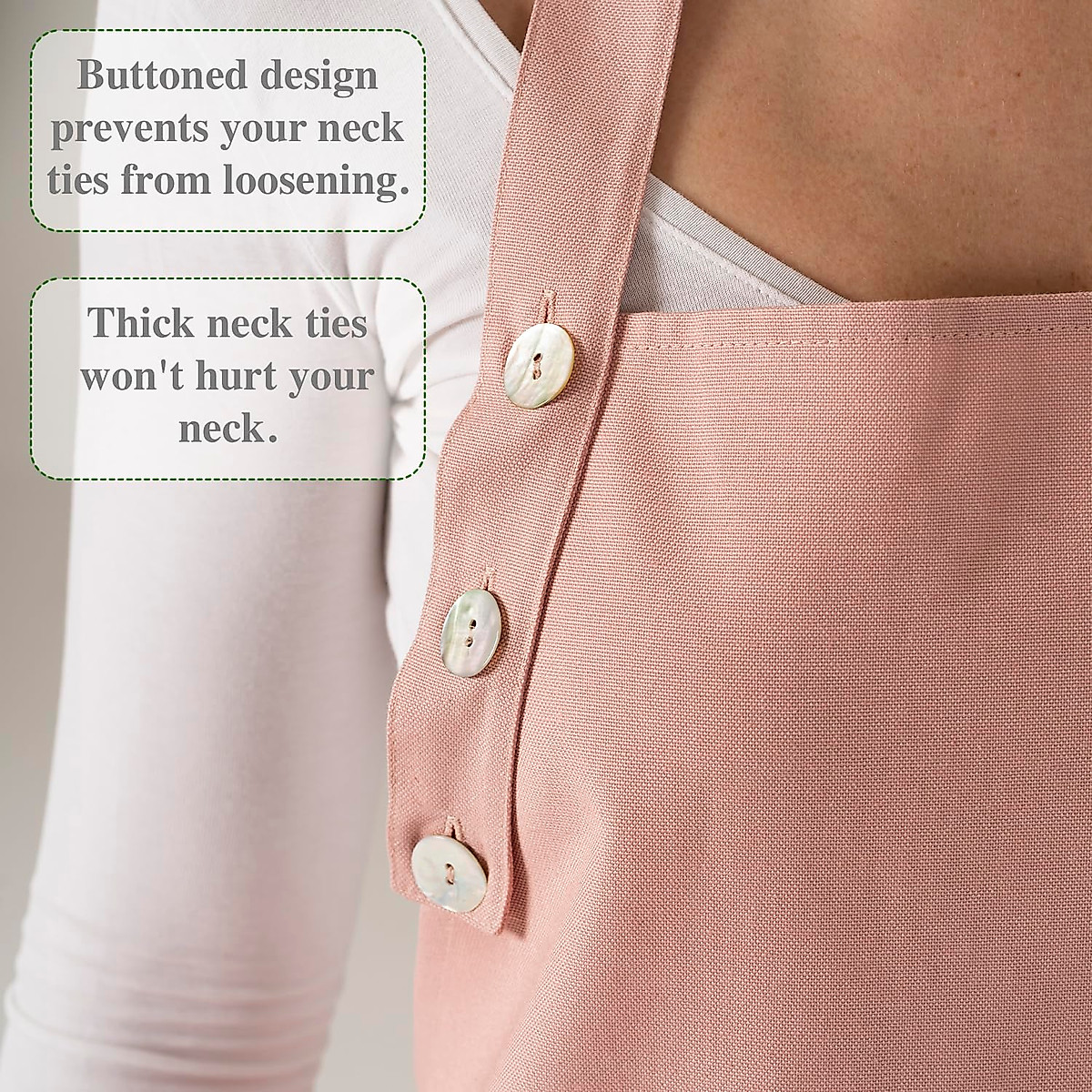 TOSHE Kitchen Apron Waterdrop Resistant Cotton Apron with adjustable Aprons for Women with Pockets 10 Color option Cooking Powder Pink Apron (Powder Pink)