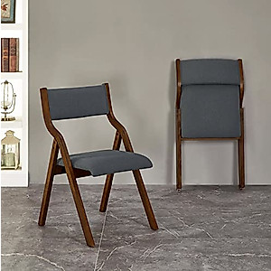 Ball & Cast Modern Folding Chairs Foldable Dining Chairs Set of 2, 18" Seat Height, Dark Grey
