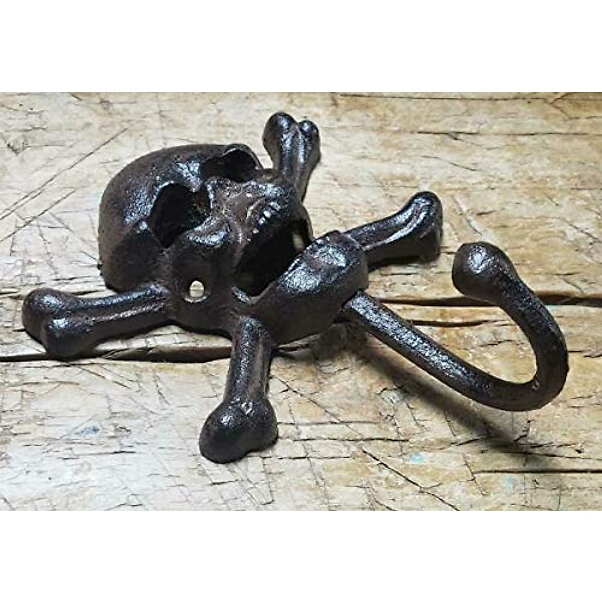 MIABE - Cast Iron Supplies for Skull and Crossbones Towel Hanger Coat Hat Hooks Hook Pirate Jolly Roger for Home Decor,Brown