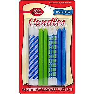 Betty Crocker Cool in Blue Birthday Candles, 16 Count (Pack of 1)