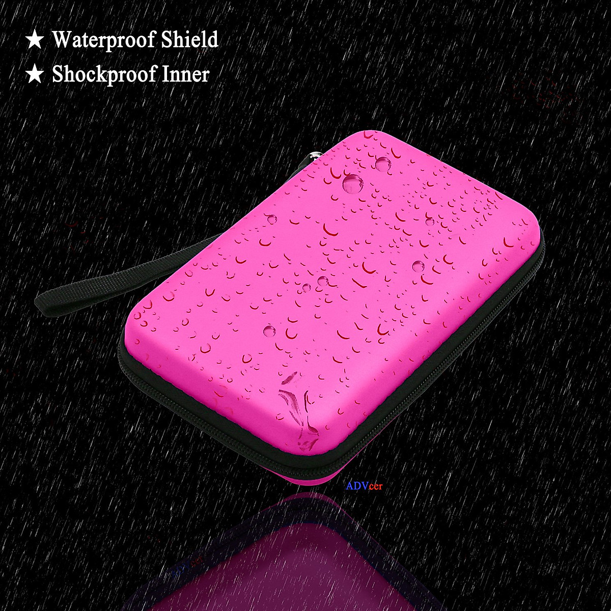 ADVcer 3DS Case, EVA Waterproof Hard Shield Protective Carrying Case with Detachable Hand Wrist Strap Compatible with Nintendo New 3DS XL, New 3DS, 3DS, 3DS XL LL, DSi, Dsi XL, DS, DS Lite (Fuchsia)
