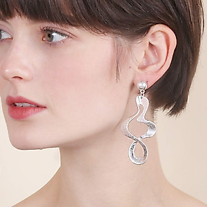 Flowing Water Abstract Metal Frame Bold Statement Drop Earrings for Women