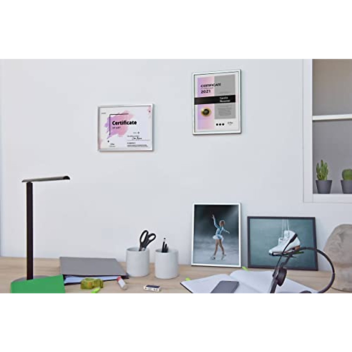 DEHA Design 8.5x11 Picture Frame Boston Silver | sturdy aluminum metal with shatter resistant and light acrylic glass | horizontal and vertical format for wall or tabletop with back easel | especially for certificate or document | MADE IN GERMANY