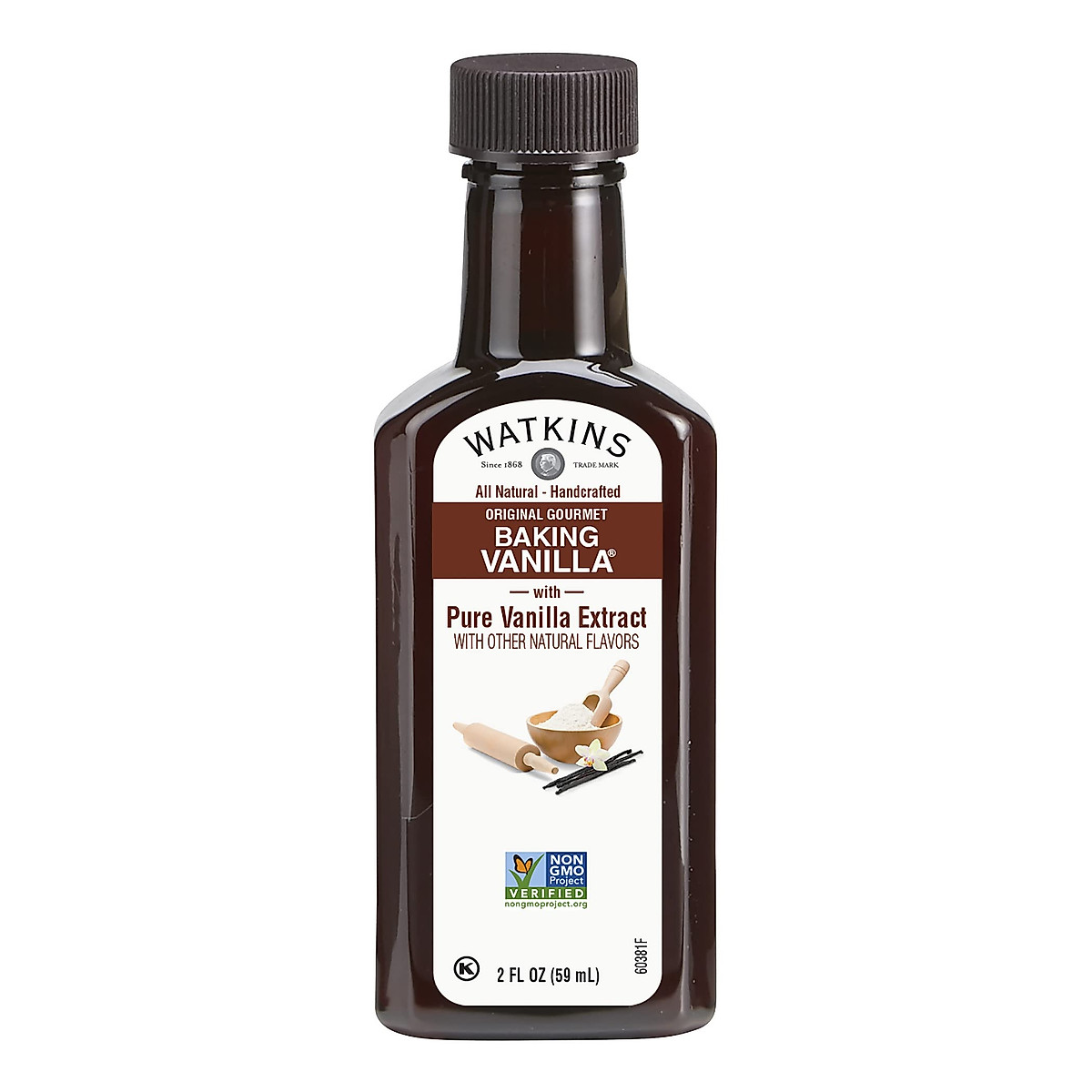Watkins All Natural Original Gourmet Baking Vanilla with Pure Extract, 2 fl. oz. Bottle, 1-Pack (Pack of 2)
