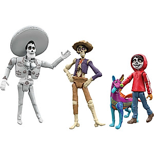 Disney Pixar Coco Storyteller Action Figure Multi-Pack, Miguel Hector Ernesto Dante In the Land of the Dead, Posable Movie Toys