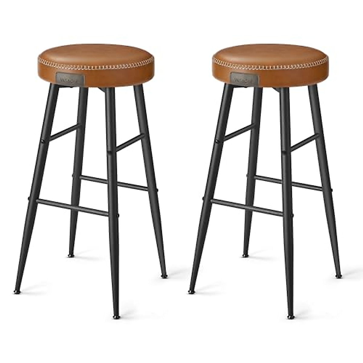 VASAGLE EKHO Collection - Bar Stools Set of 2, Bar Height Bar Stools, Kitchen Counter Stools, Mid-Century Modern Backless Counter Stools, 30-Inch Tall, Kitchen Island Home Bar, Caramel Brown