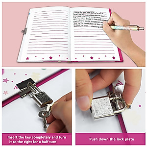 GINMLYDA Girls Diary with Lock for Kids, Unicorn Diaries 7.1x5.3 160 Pages Cute Girl Journal Secret Notebook with Lock and Key for Little Kid Writing Drawing Gift for Pre school Age 6,8,12