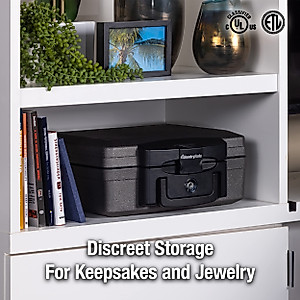 SentrySafe Fireproof and Waterproof Safe Box with Key Lock, Chest Safe for Home with Water-Resistant and Fire-Resistant Security, 0.17 Cubic Feet, 6.1 x 14.3 x 13 Inches, H0100