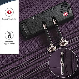 Merax Expandable Carry On Luggage TSA Lock Soft Suitcase Sets With Spinner Wheels Purple