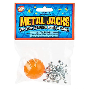 The Dreidel Company Jacks Game with Ball, Metal Set 0.5â€, Retro Toys, Classic Games Great Party Flavors, Kids' Activities, Loot Bag Fillers, Halloween, Easter, Birthday Parties (12-Pack)
