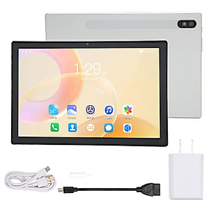HD Tablet, 5G WiFi White 10 Inch Tablet 6GB RAM 256GB ROM for Home (US Plug)