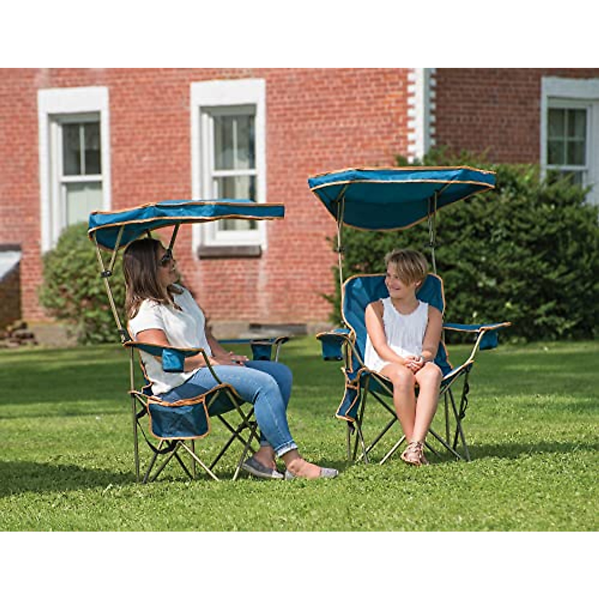 Quik Shade MAX Shade Relaxing Chair With Cup Holders, Foldable, Aluminum, Blue