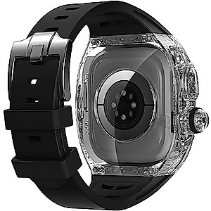 OTGKF Full Transparent Watch Case Silicone Strap Mod Kit，For Apple Watch Ultra 49mm，Mens Women Military Protection Bumper Watch Case Watch Replacement Sport Band Accessories (Color : H, Size : For 4