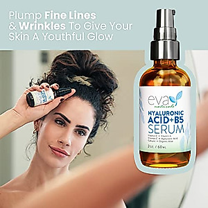 Eva Naturals Hyaluronic Acid Serum For Face With Vitamin B5 - Anti-Aging Face Serums & Anti-Wrinkle Moisturizing Serum - Hyaluronic Acid Face Serum, Plump Dry Skin - 2.0 Fl Oz (Pack of 1)
