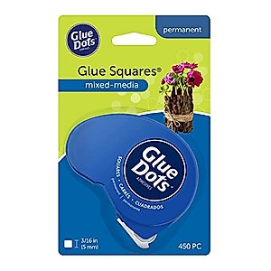 Glue Dots, Glue Squares Dot N' Go Dispenser, Double-Sided, 3/16", 450 Dots, Permanent, DIY Craft Glue Tape, Sticky Adhesive Glue Points, Liquid Hot Glue Alternative, Clear
