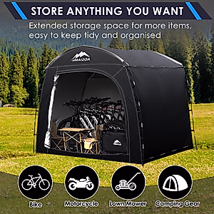 MAIZOA Bike Storage Shed Tent, 98*59*79 Inches Outdoor Portable Storage Tent, Made of 210D Oxford Cloth PU4000mm Waterproof Fabric, Suitable For Storing Bicycles, Motorbikes, Garden Tools, Lawn Mower