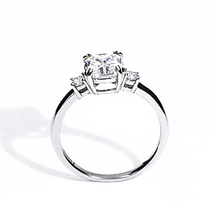 TIANYU GEMS 1.5Ct Moissanite Engagement Ring, Solid Sterling Silver 18K Real Gold Plated DF Color VVS Elongted Cushion Crushed lce Cut Moissanite Engagement Rings for Women Wedding Memorial Day Party