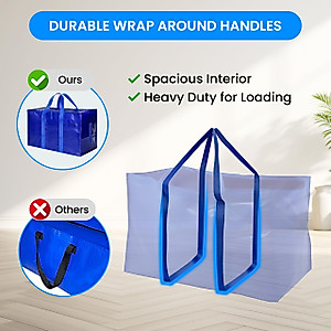 Simple Deluxe 10 Pack Moving Bags, Heavy Duty Storage Totes with Lids, Sturdy Handles& Zipper, Moving Boxes Alternative, Extra Large, for Clothes Packing, Moving Supplies, Blue