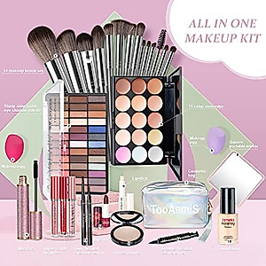30 Pieces Makeup Kit for Women Full Kit, TooAemiS Professional Makeup Kit for Teens or Adult, All in One Makeup Sets Include Eyeshadow Palette Lipstick Concealer Foundation Mascara Loose Powder Etc