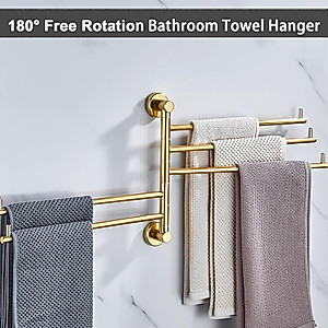 Swivel Gold Bathroom Towel Holder,Swing Out Towel Racks for Bathroom Kitchen,Wall Mount Drying Racks for Laundry,Rustproof Solid Aluminium Towel Hanger Storage Organizer Space Saving Towel Rails