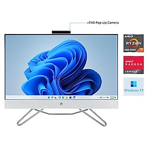 HP 27" Full HD Touchscreen All-in-One Desktop Computer - AMD Ryzen 7 5700U 8-Core up to 4.30 GHz Processor, 64GB DDR4 RAM, 8TB SSD, AMD Radeon Graphics, Windows 11 Pro