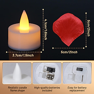 cridoz Romantic Decorations Special Night Set, 24 Pieces LED Tea Lights Candles and 2000 Pieces Artificial Rose Petals for Romantic Night, Valentine's Day, Wedding Anniversary or Table Décor