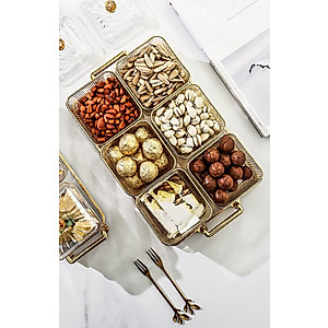 MYBAQ,Fruit Plate,Nut Tray,Divided Serving Tray With Lid,Fruit Platter Tray,Fruit Trays For Serving For Party,11.8 "L X 8.7 "W X 1.6 "H,Separate Compartments For Easy Cleaning