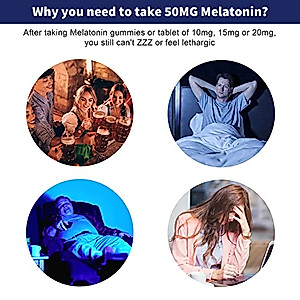 Sugar-Free Melatonin 50 mg for Adults - Fast Dissolve & Chewable Sublingual - Extra Strength Melatonin with MSM, Selenium & Vitamin D3, for Relaxation, Health Rest Cycle, Deep Zzzs,Immune,120 Servings