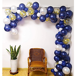 100 Pack Navy Blue Balloons 12 Inch Chrome Round Helium Pearl Dark Blue Balloons for Wedding Birthday Christmas Party Decoration (Navy Blue)