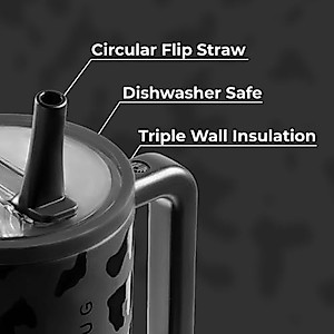 HydroJug Traveler - 40 oz Water Bottle with Handle & Flip Straw - Fits in Cup Holder, Leak Resistant Tumbler-Reusable Insulated Stainless Steel & Rubber Base - Gifts for Women & Men, Black Leopard