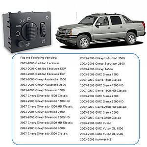 Headlight Switch Headlamp Dimmer Switch Compatible with Chevy Silverado Suburban Tahoe Avalanche GMC Sierra Yukon Cadillac Escalade | Replace# 19381535, 15176678, 15194803