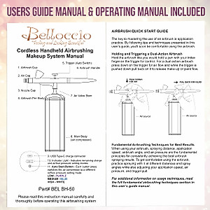Belloccio Complete Cordless Handheld Airbrush Cosmetic Makeup System with 4 Medium Foundation Shades, Professional 18-Piece Kit, Moisturizing Primer, Blush, Bronzer, Highlighter, Concealer, User Guide