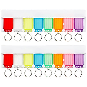 Uniclife Key Tag Rack Slot Style Plastic Wall Mounted Key Holder Organizer with Transparent Tough Key Tag Identifiers Markers in 8 Assorted Colors, 2 Pack