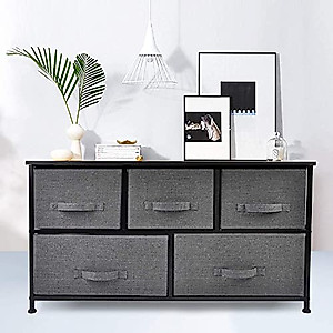 CERBIOR Wide Drawer Dresser Storage Organizer 5-Drawer 7-Drawer Closet Shelves, Sturdy Steel Frame Wood Top with Easy Pull Fabric Bins for Clothing, Blankets