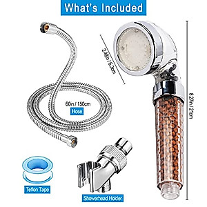 Vacto LED Handheld Shower Head Set with Filtration, Automatic 7-color Changing Shower Head Kit, High Pressure Handheld Shower Head with Hose and Bracket, Water Saving Showerheads with Filtration Beads