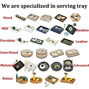 Plastic Serving Tray for Food 3Pcs Melamine Tray Platter with Wooden Wrinkle Black Rectangular Serving Board for Tea/Coffee/Fruit/Bread/Cake/Pastries/Cookie Tray for Home Wedding Kitchen Countertop