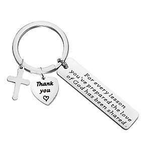 BAUNA Sunday School Teacher Appreciation Gifts For Every Lesson You've Prepared the Love of God Has Been Shared Religious Teacher Keychain Bible Study Teacher Gift (Sunday School Teacher Keychain)