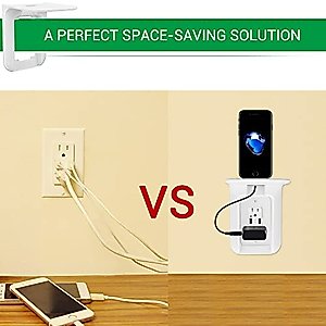 SDlumeiy Standard Vertical Duplex Decorative Socket Bracket，Socket Rack Wall Bracket，Home Wall Shelf for Bathroom Organizer（5.7x5.3x6.8inch） White 2pack