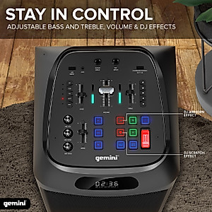 Gemini Sound GHK-2800-4800W Party Speaker with Bass Boost, LED Lights & Voice-Changing Effects, Bluetooth Karaoke, Includes Microphone & Remote