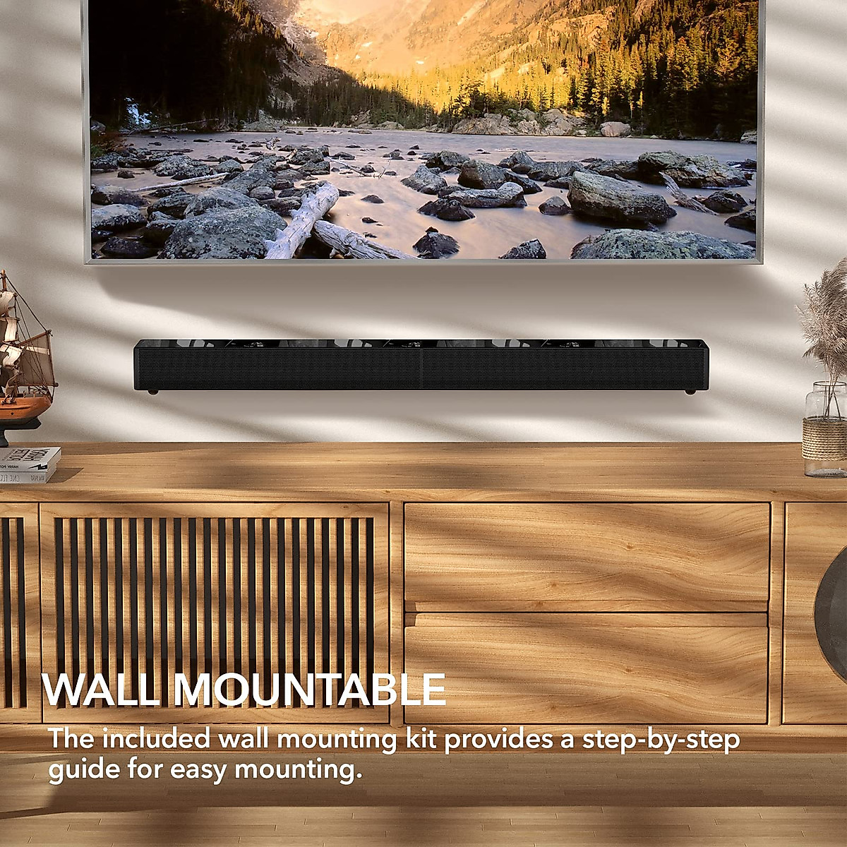 LARKSOUND 2.1 CH Soundbar with Built-in Subwoofer, 31 Inch Sound Bar for TV with Bluetooth/HDMI ARC/Optical/AUX/USB Connections