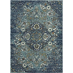 Oriental 4620 Floral Marine Blue Area Rug