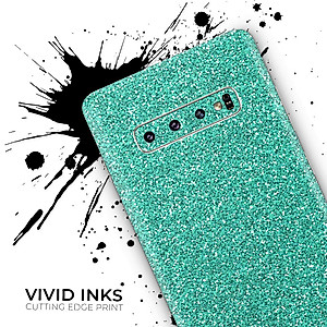 DesignSkinz Sparkling Teal Ultra Metallic Glitter Protective Vinyl Decal Wrap Skin Cover Compatible with The Samsung Galaxy S20 (Screen Trim & Back Glass Skin)
